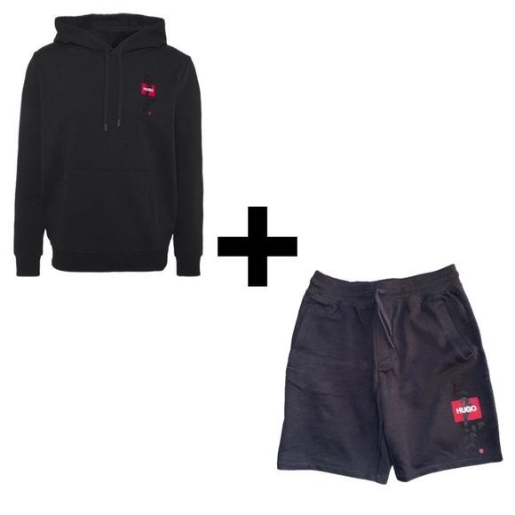 Hugo Boss | Shirts | Hugo Boss Doplin Black Hoodie Short Set Men Med ...